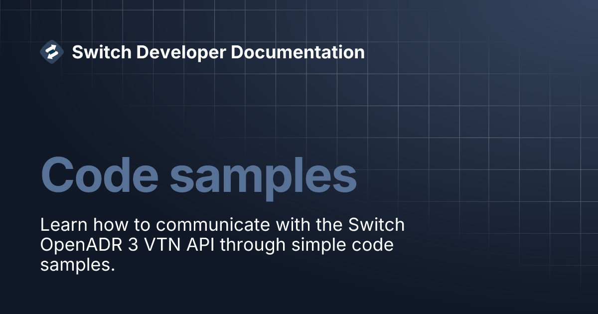 Code samples | Switch Developer Documentation